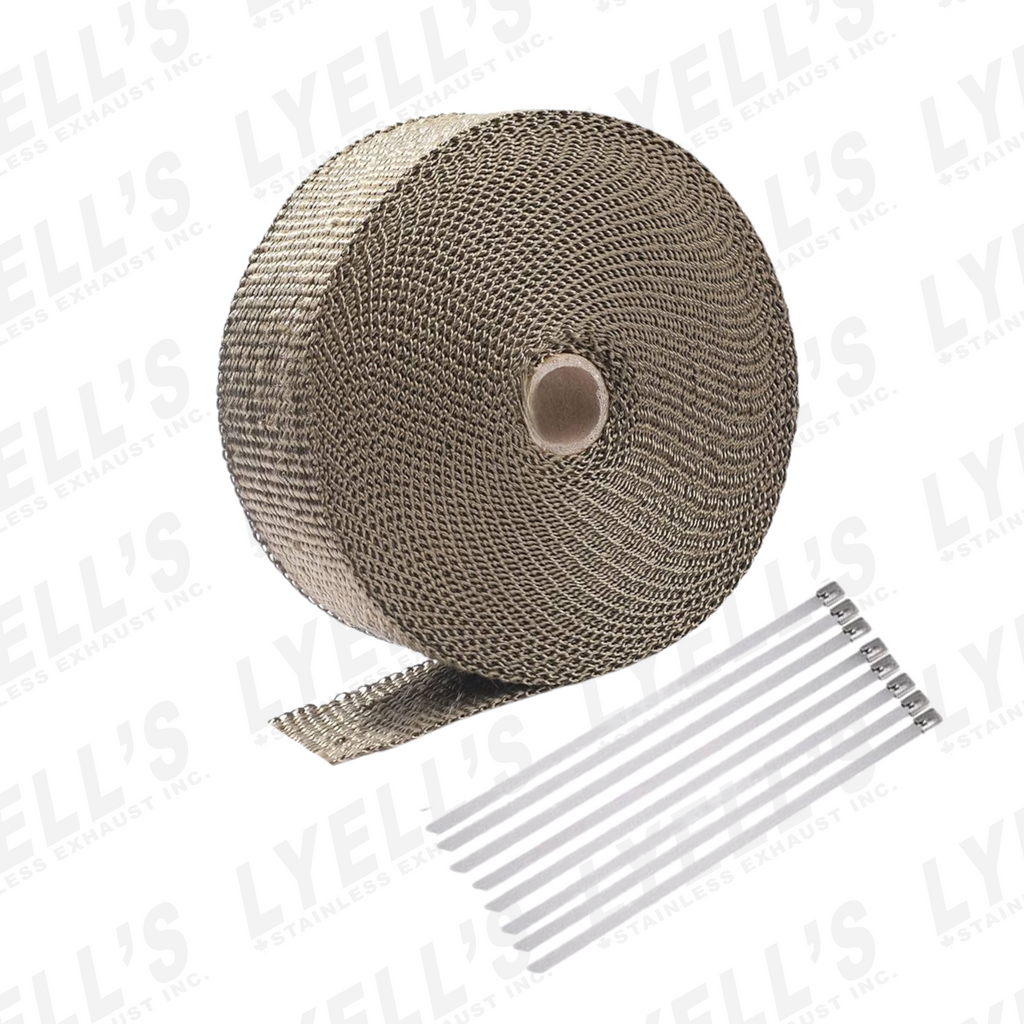 Titanium Exhaust Heat Wrap 2'' x 50 ' with Stainless Steel Clamps