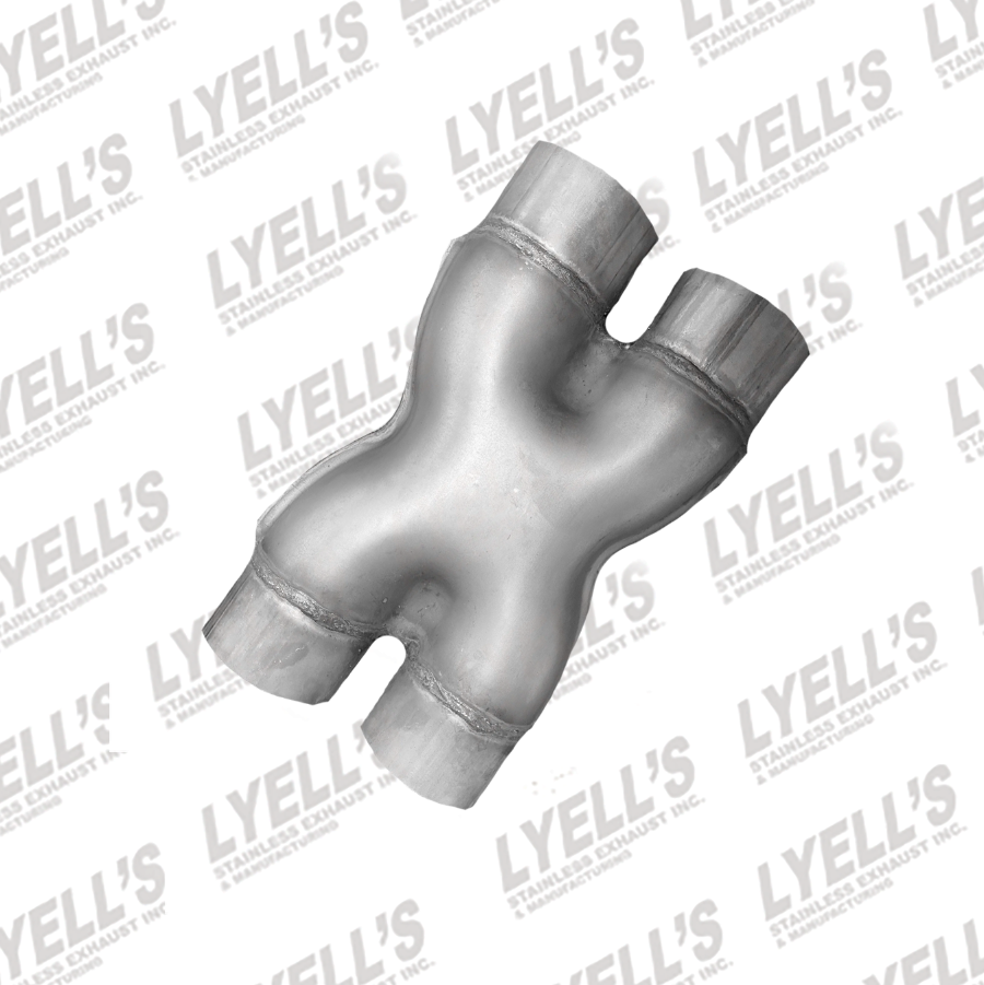 2 1/4'' ID Stamped X-pipe 12'' Length - 409 Stainless Steel